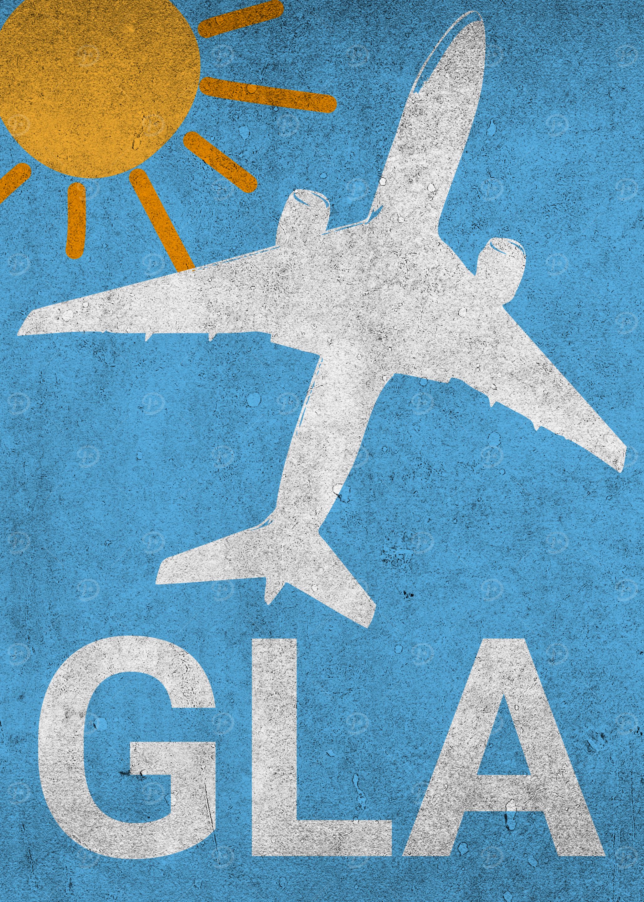 'Glasgow Airport Code - GLA' Poster, picture, metal print, paint by L ...