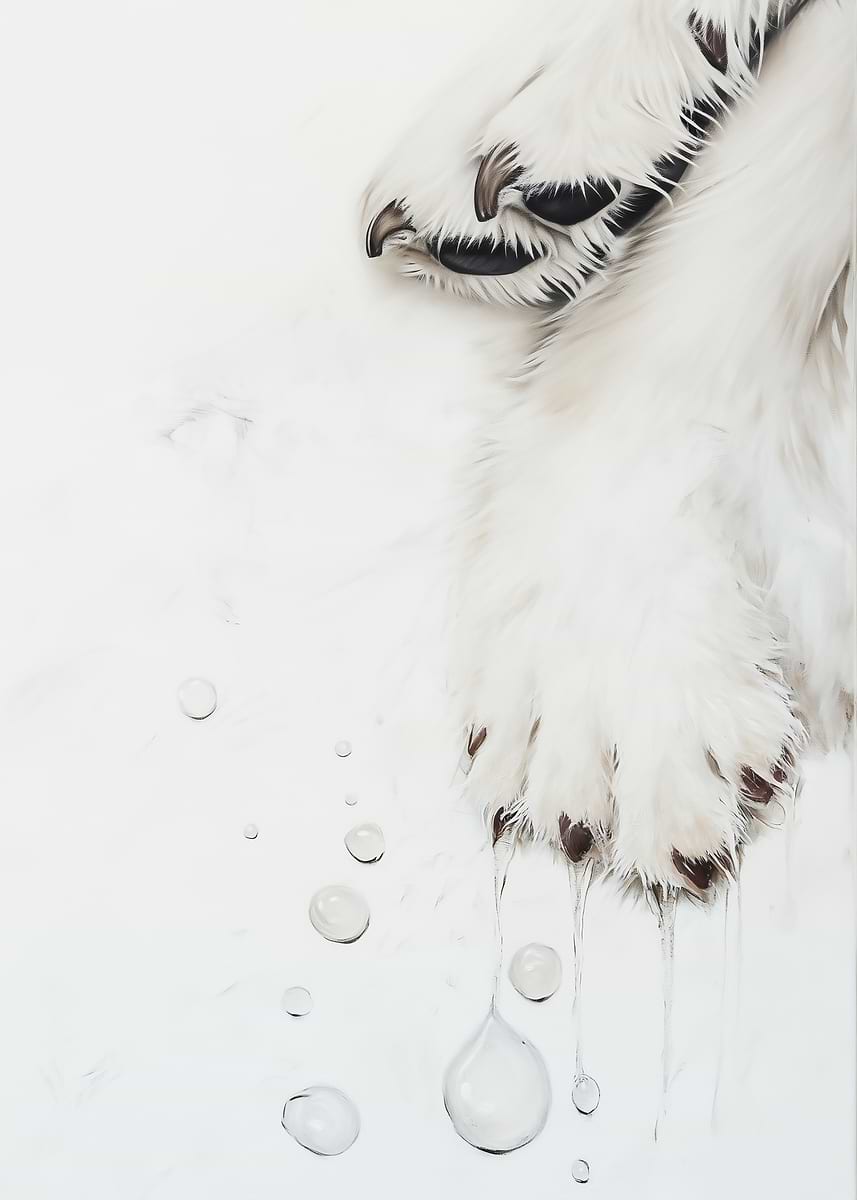 'White Paw Print with Water Drops' Poster, picture, metal print, paint ...