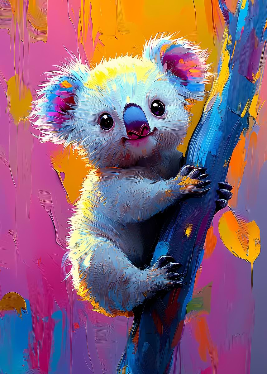 'Cute Koala Painting' Poster, picture, metal print, paint by Fábio ...