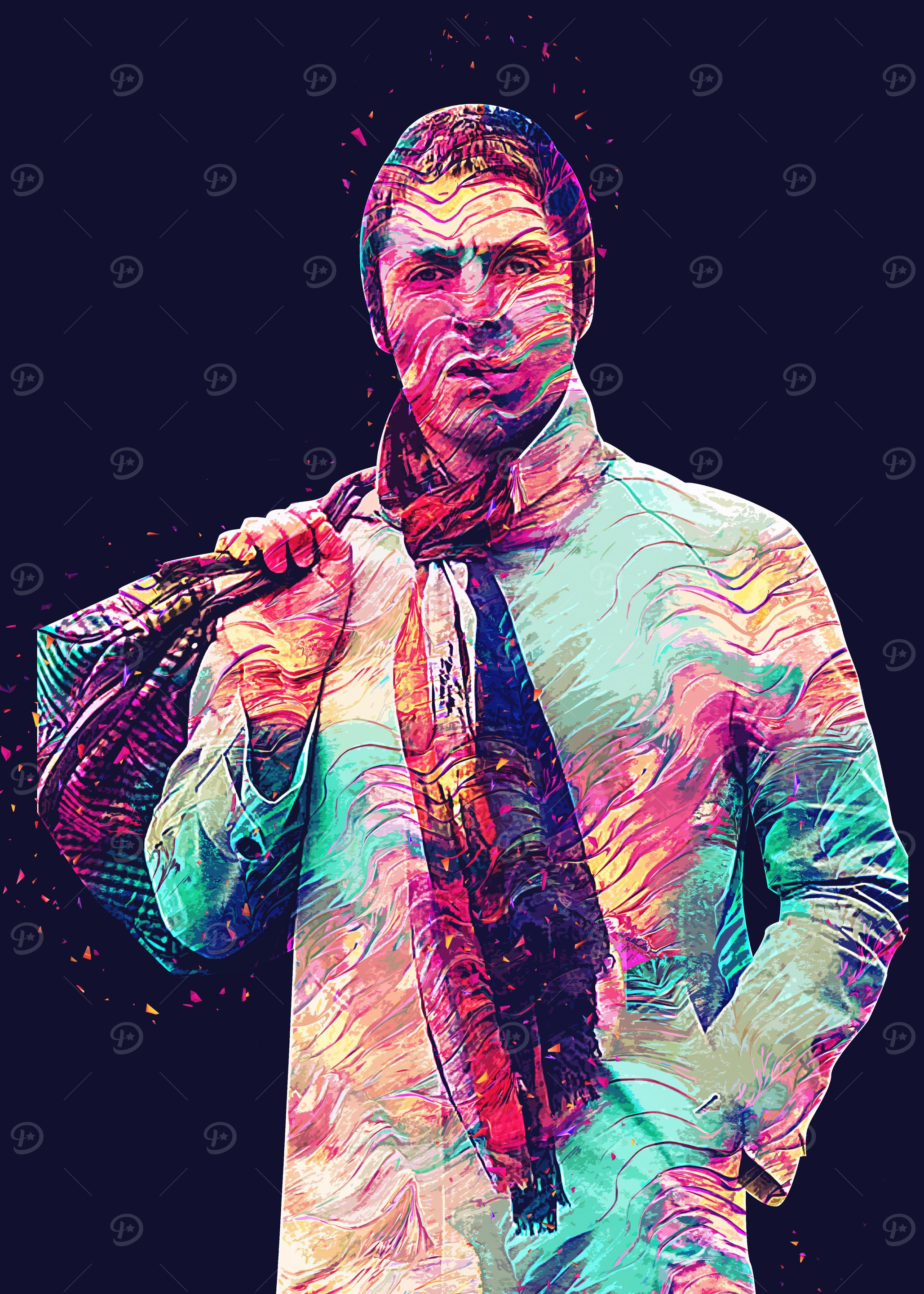'Man in Colorful Abstract Art' Poster, picture, metal print, paint by ...