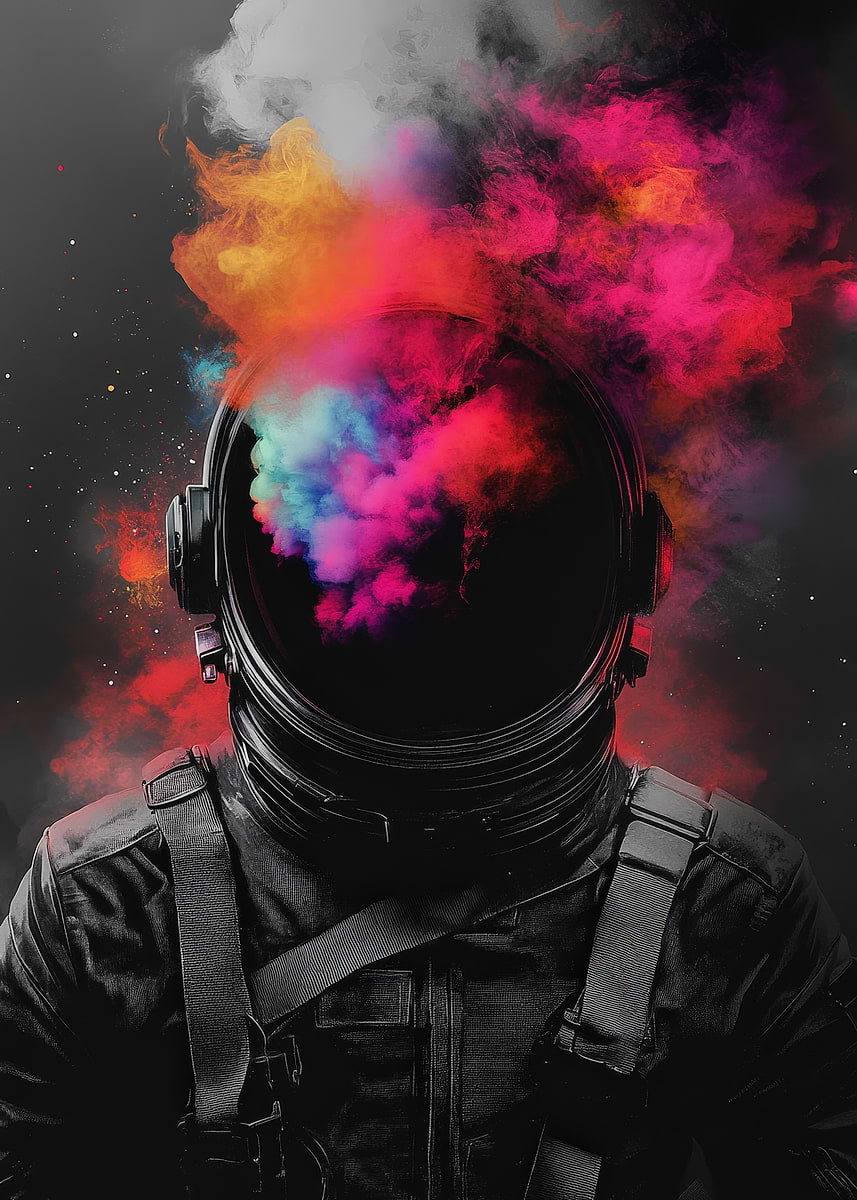 'Astronaut In Colorful Smoke' Poster, picture, metal print, paint by ...