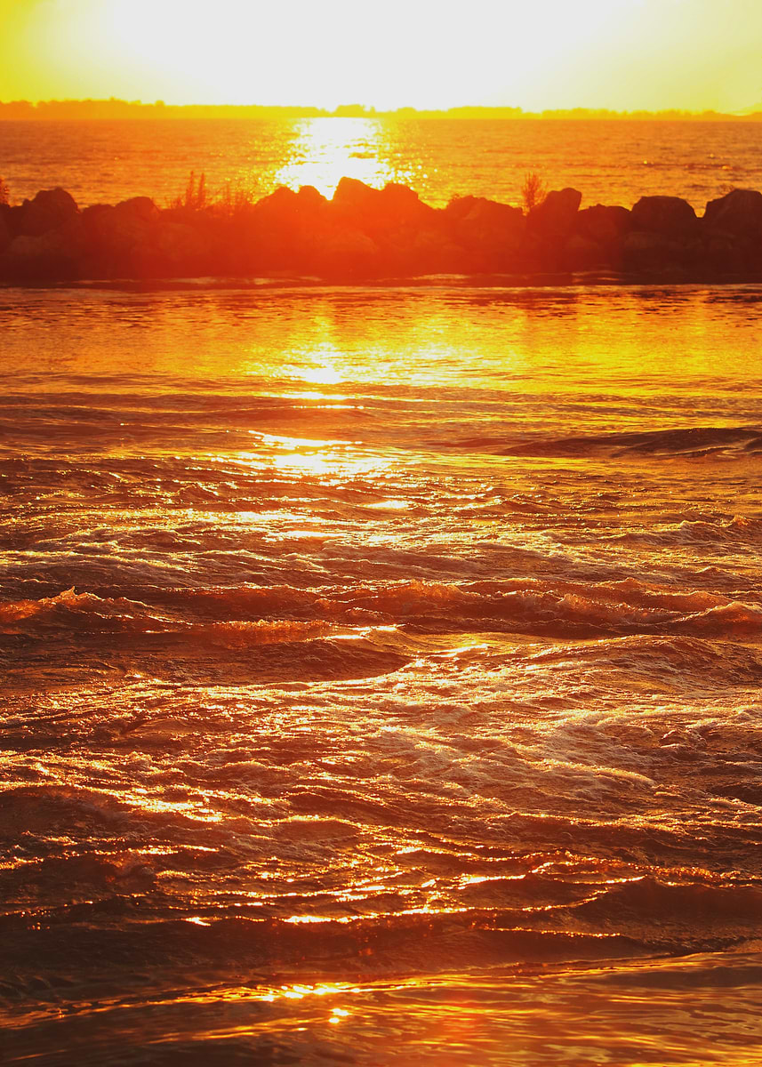 'Golden Lake Sunset' Poster, picture, metal print, paint by Justin_c56 ...