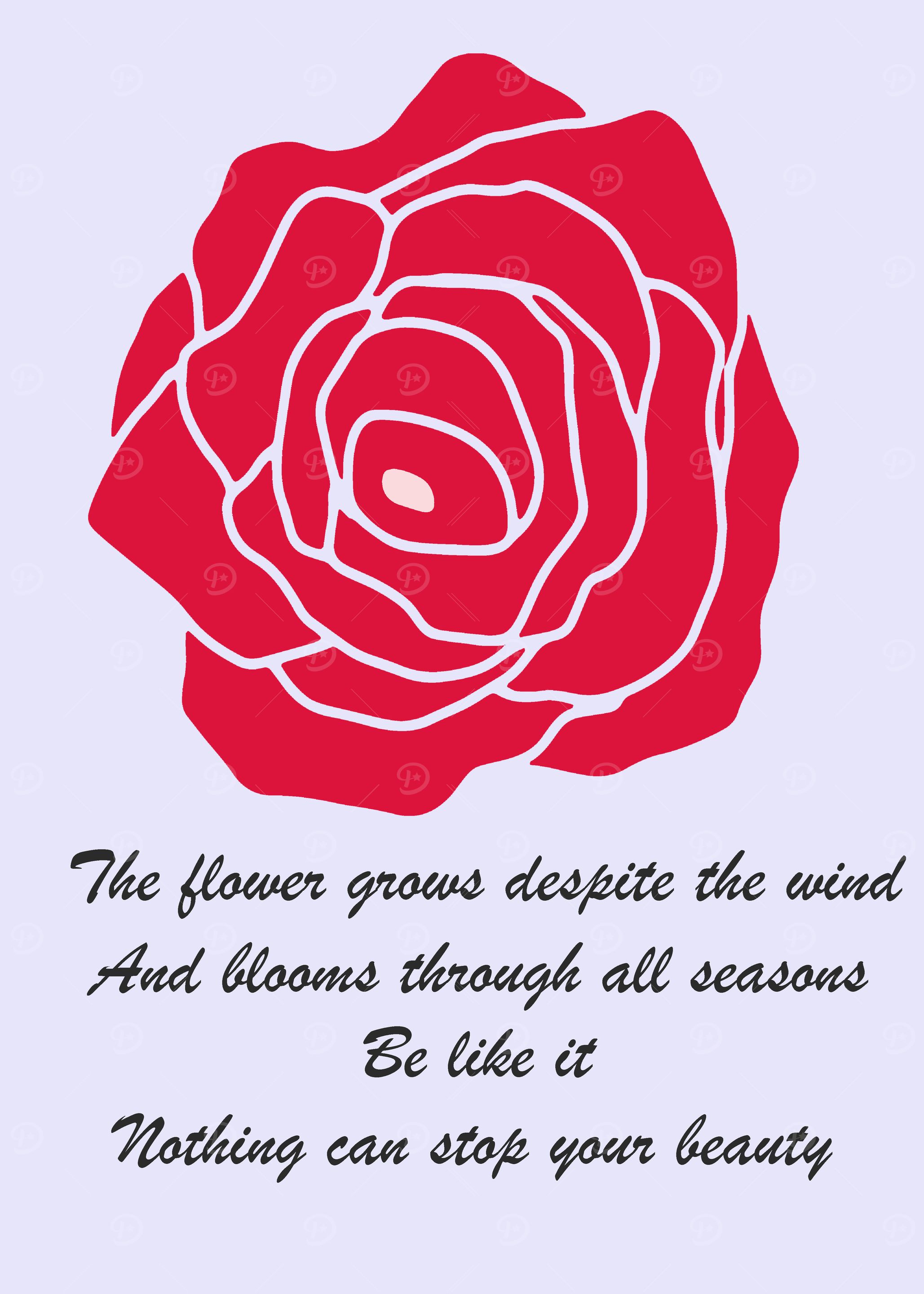 'Red Rose Inspirational Quote' Poster, picture, metal print, paint by ...