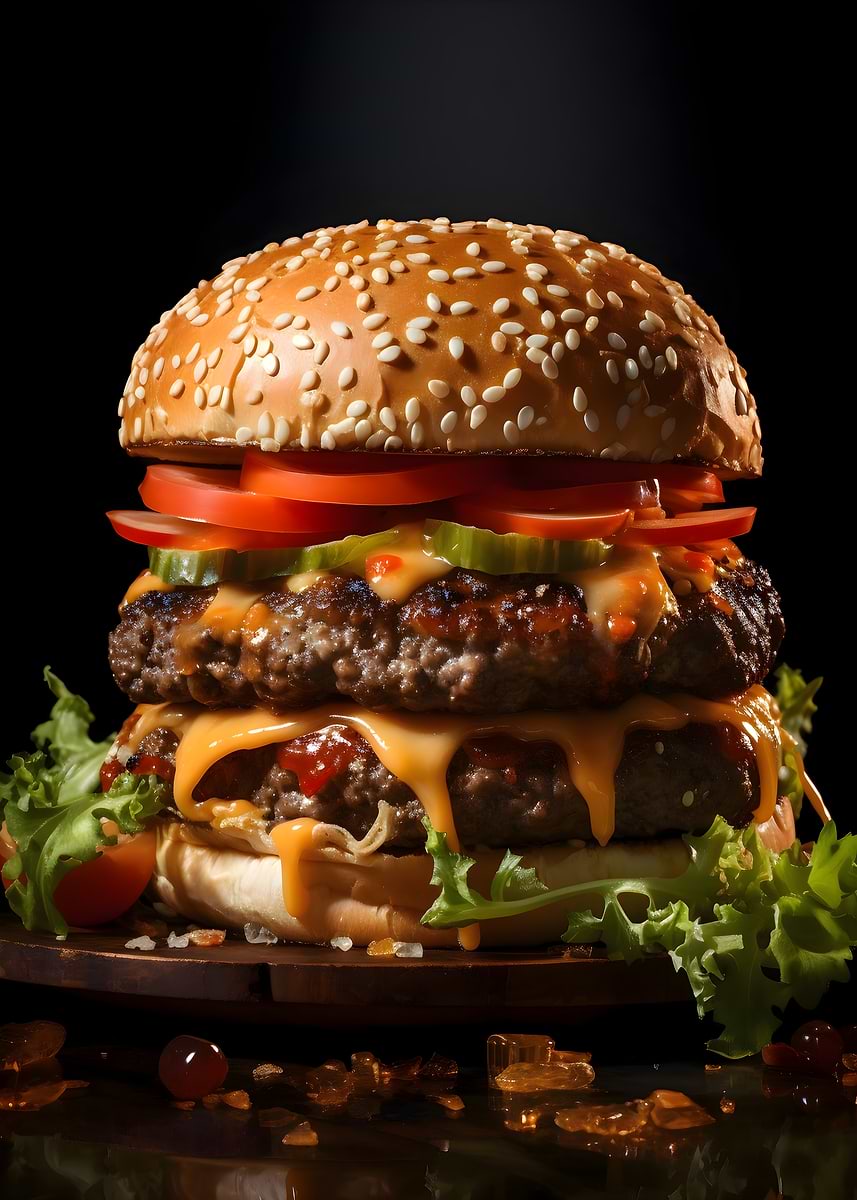 'Double Cheeseburger' Poster, picture, metal print, paint by Zanoozi ...