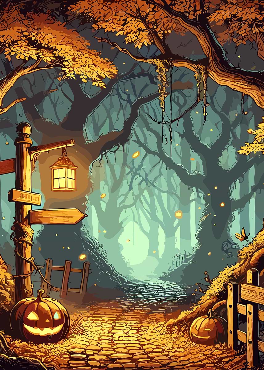 'Spooky Halloween Forest' Poster, picture, metal print, paint by Ray ...
