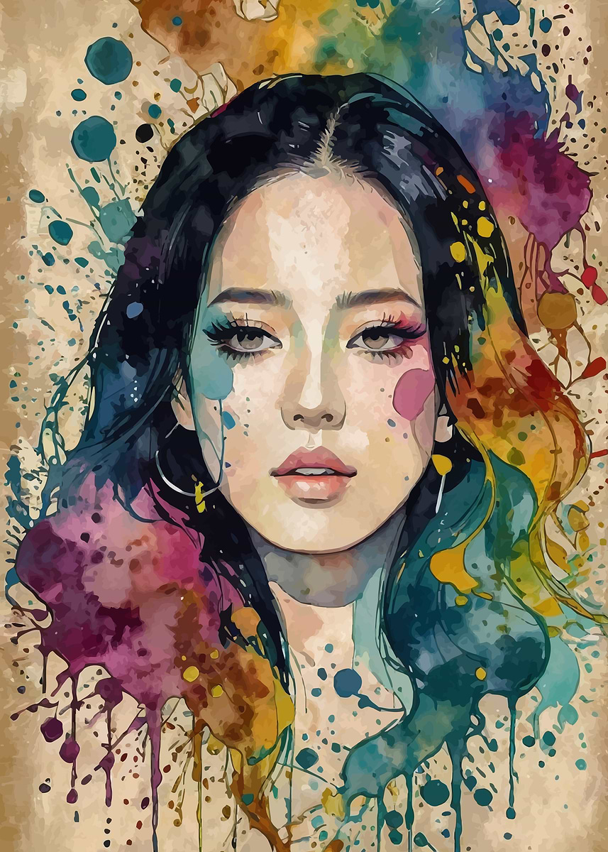 'Jisoo Watercolor Portrait' Poster, picture, metal print, paint by ...