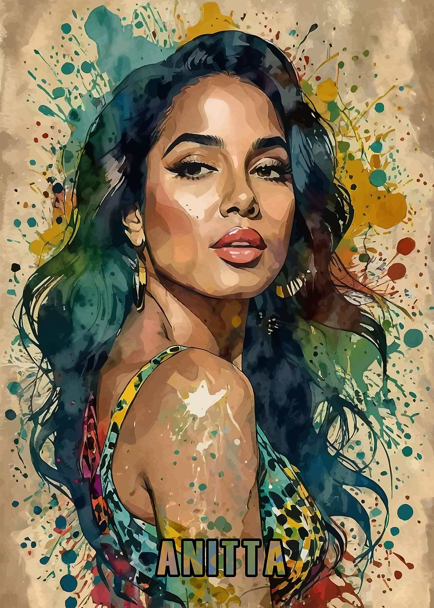 'Anitta Watercolor Portrait' Poster, picture, metal print, paint by ...