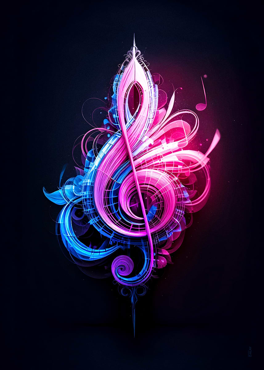 'Luminous Aesthetic Abstract Treble Clef' Poster, picture, metal print ...