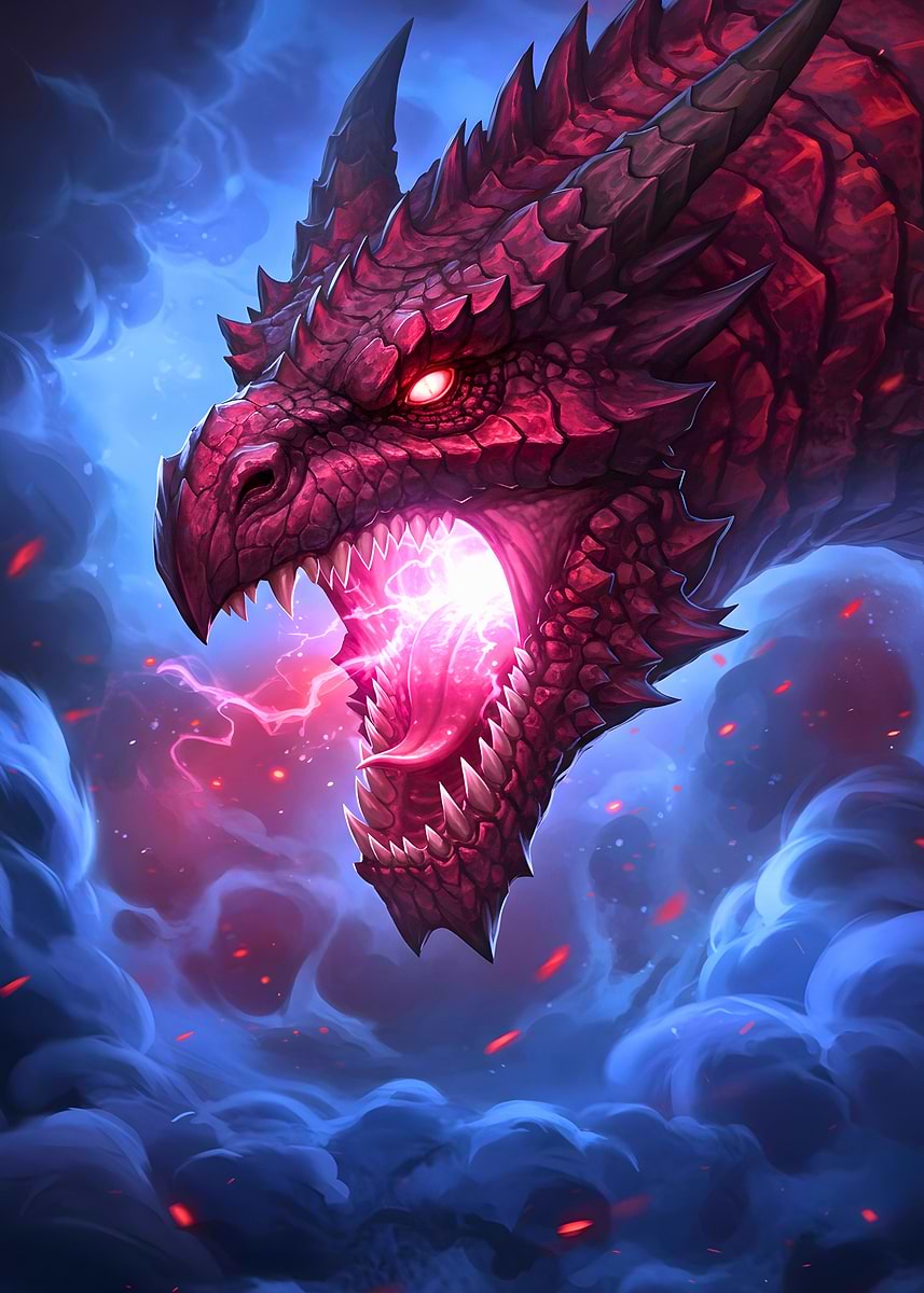 'Red Dragon Fire Breath' Poster, picture, metal print, paint by Dzabdo ...