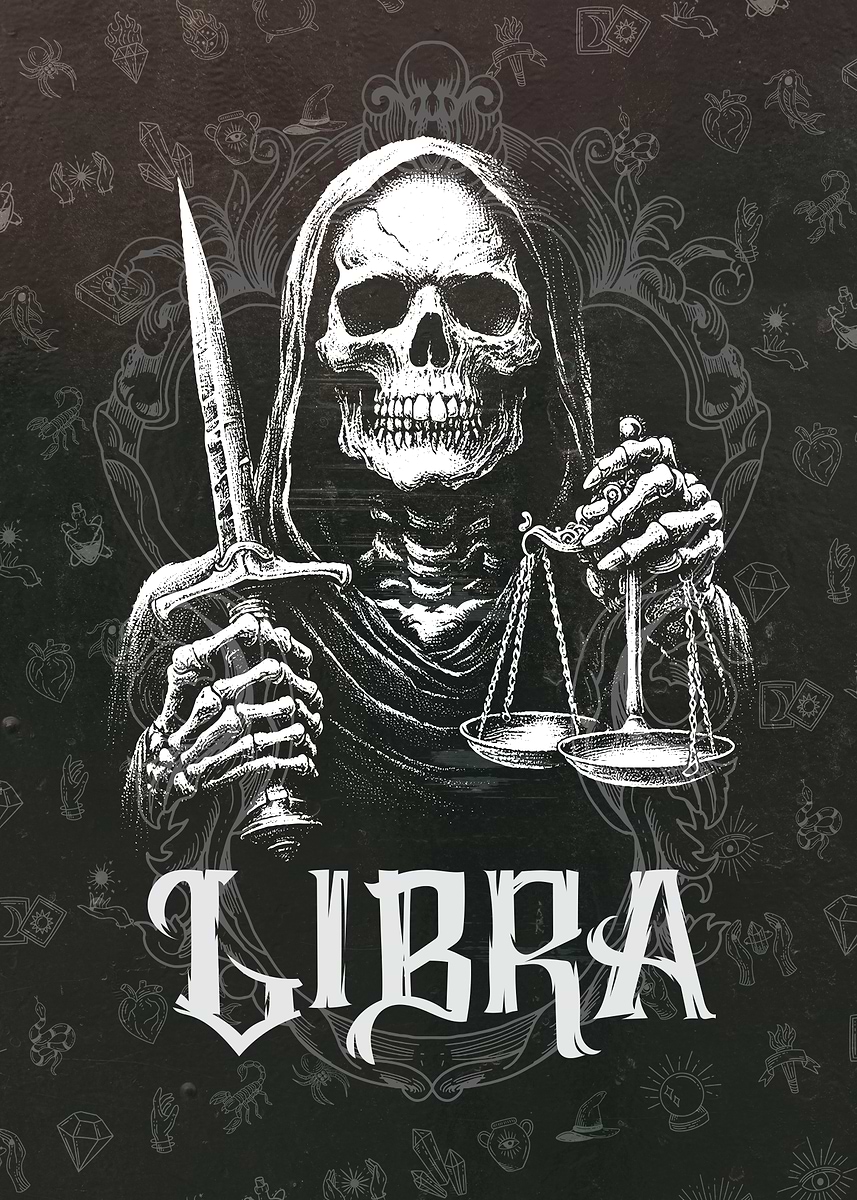 'Libra Zodiac Skeleton' Poster, picture, metal print, paint by Stefan ...