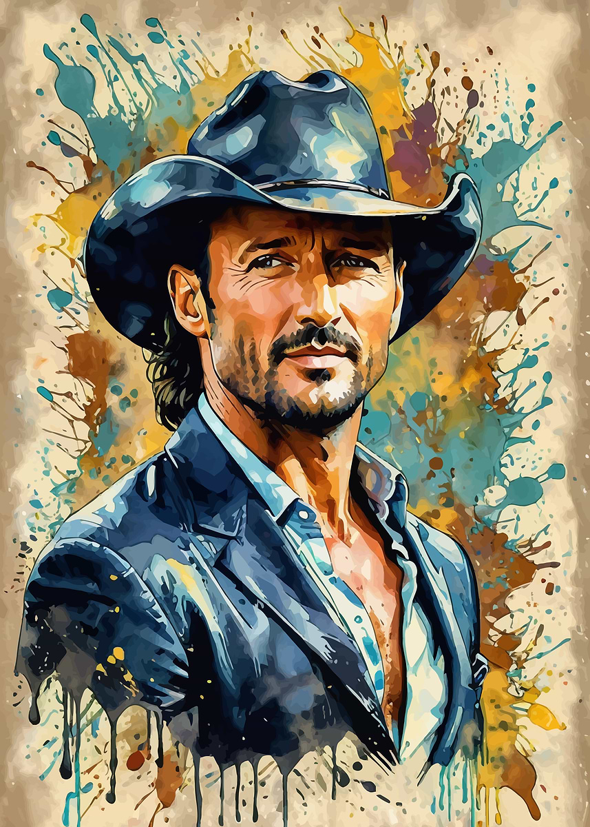 'Tim McGraw Vintage Portrait' Poster, picture, metal print, paint by ...
