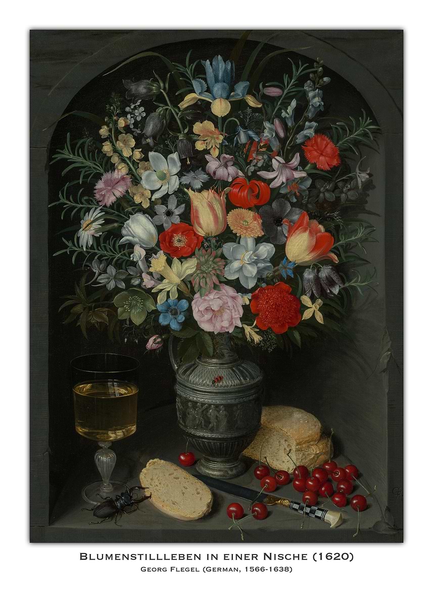 'Floral Still Life in a Niche' Poster, picture, metal print, paint by ...