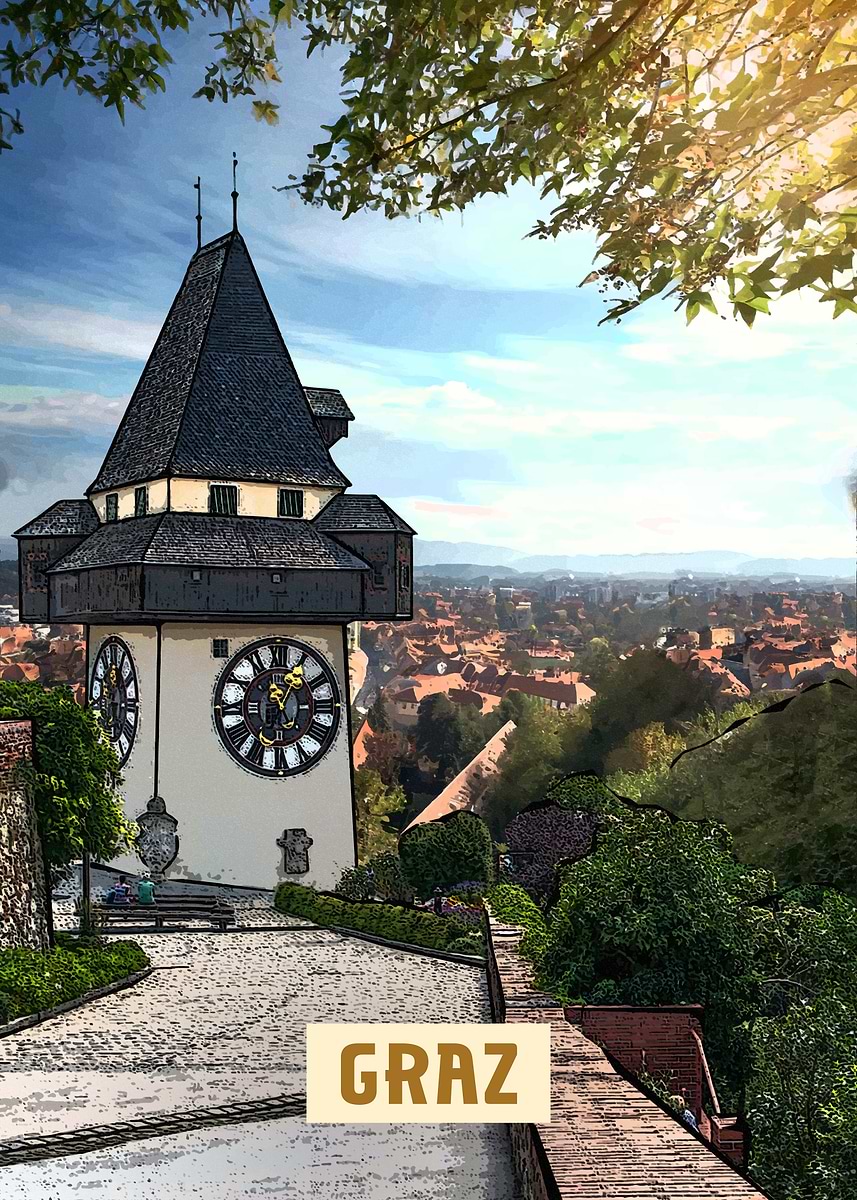 'Graz' Poster, picture, metal print, paint by Bo Kev | Displate