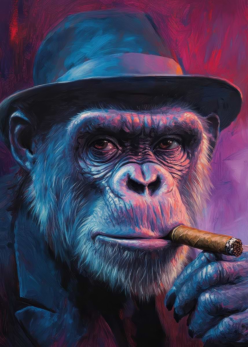 'The coolest Chimp in Town ' Poster, picture, metal print, paint by ...