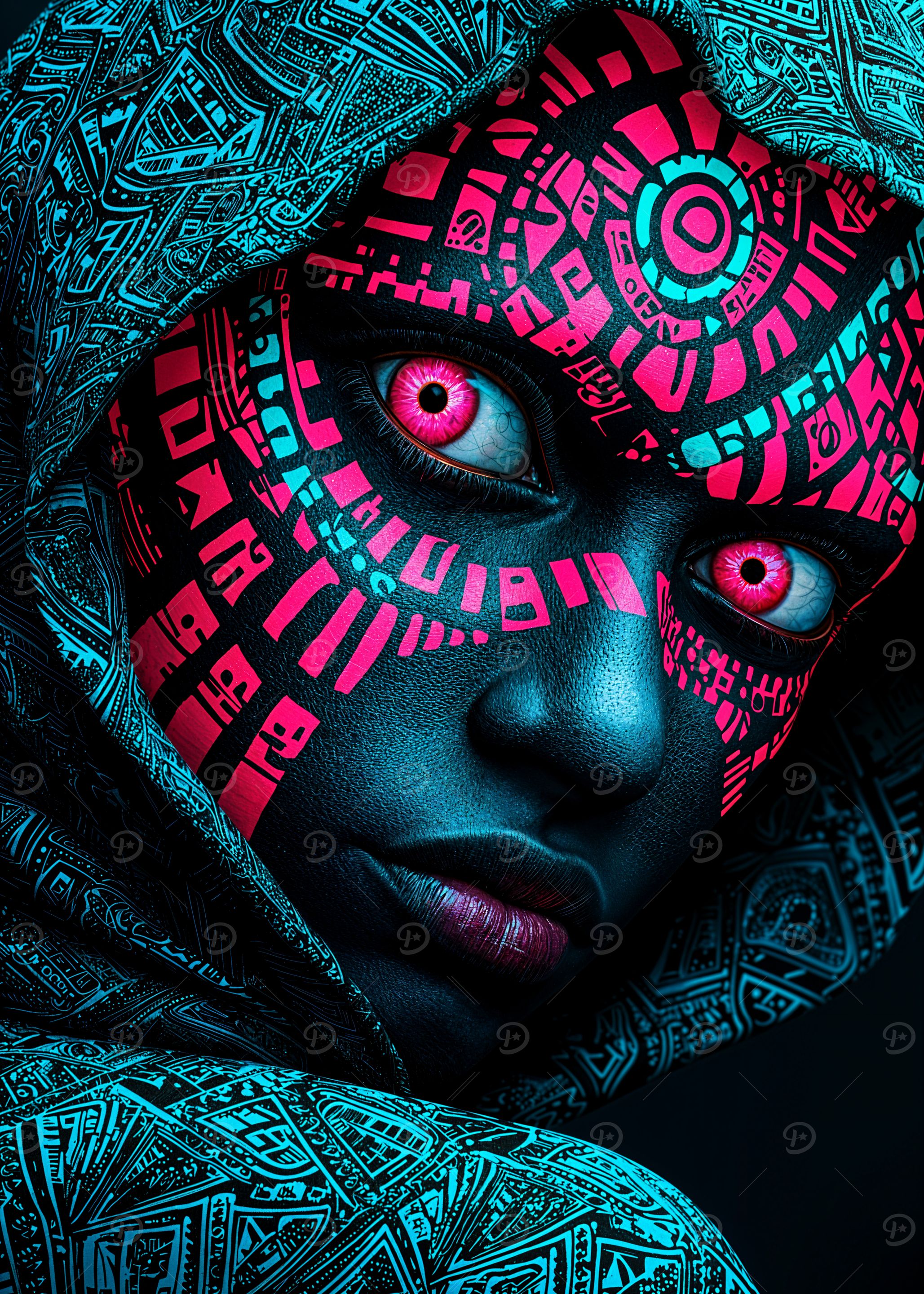 'Cybernetic Face Art' Poster, picture, metal print, paint by SuperNova ...