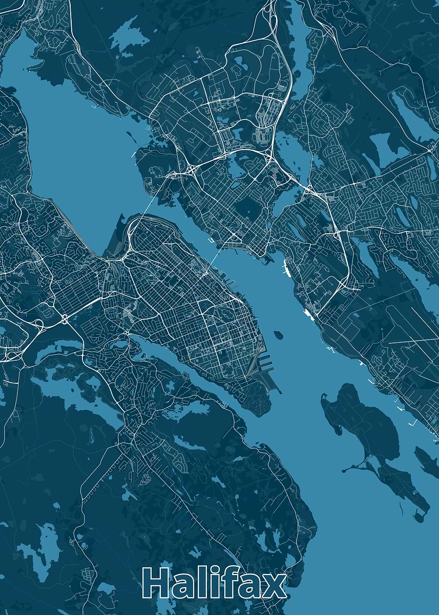 'Halifax City Map' Poster, picture, metal print, paint by Sam Kal ...