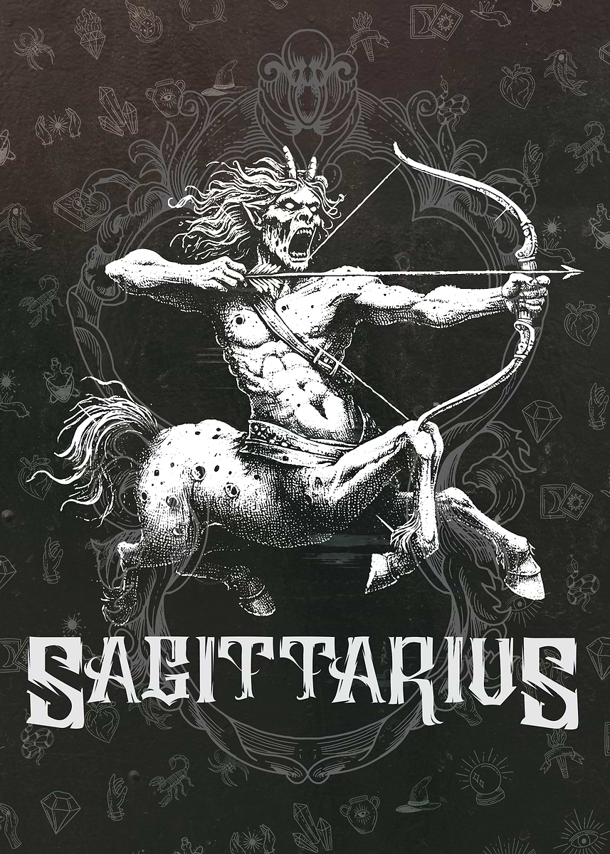 'Sagittarius Zodiac Illustration' Poster, picture, metal print, paint ...