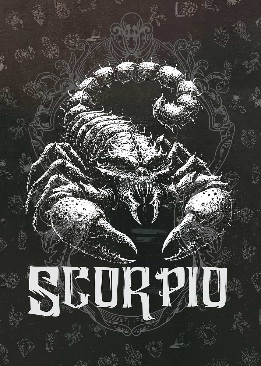 'Scorpio Zodiac Sign Illustration' Poster, picture, metal print, paint ...