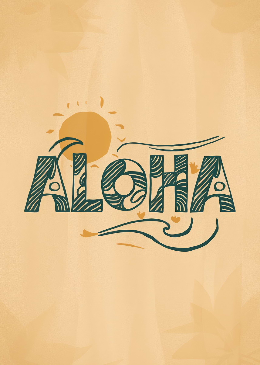 'Aloha Sun & Waves' Poster, picture, metal print, paint by Marie K ...