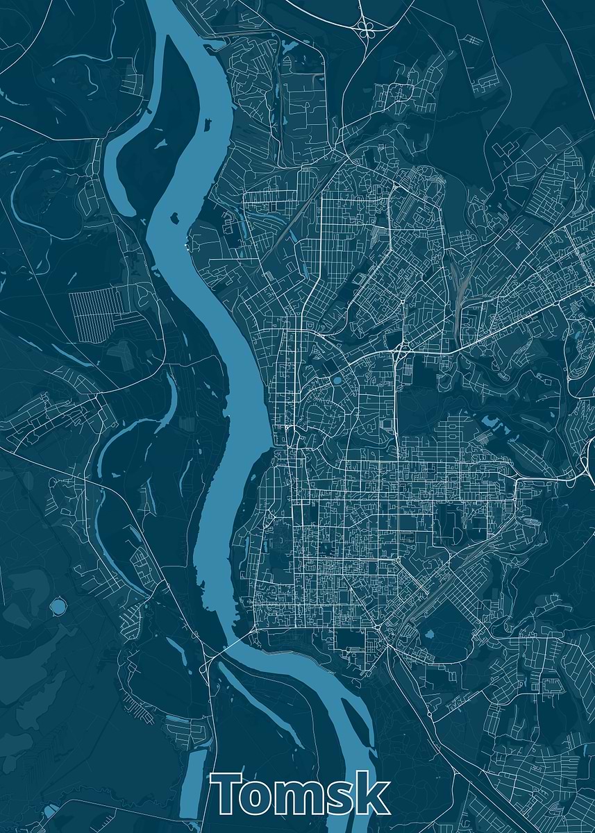 'Tomsk City Map' Poster, picture, metal print, paint by Sam Kal | Displate