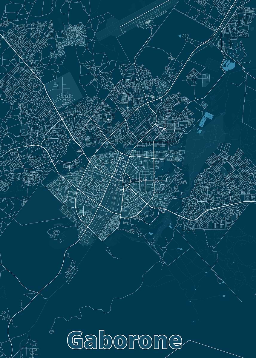 'Gaborone City Map' Poster, picture, metal print, paint by Sam Kal ...