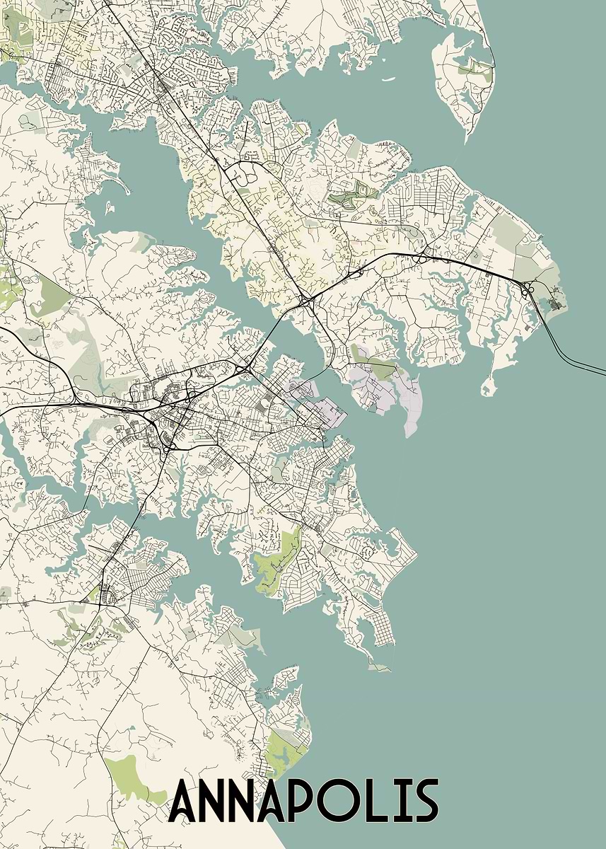 'Annapolis City Map' Poster, picture, metal print, paint by Sam Kal ...