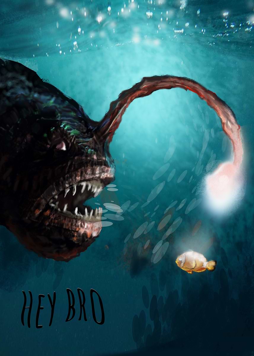 'Deep Sea Anglerfish' Poster, picture, metal print, paint by Andrii ...