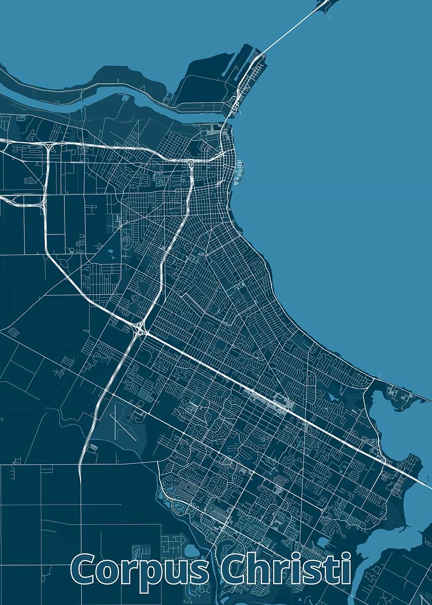 'Corpus Christi City Map' Poster, picture, metal print, paint by Sam ...