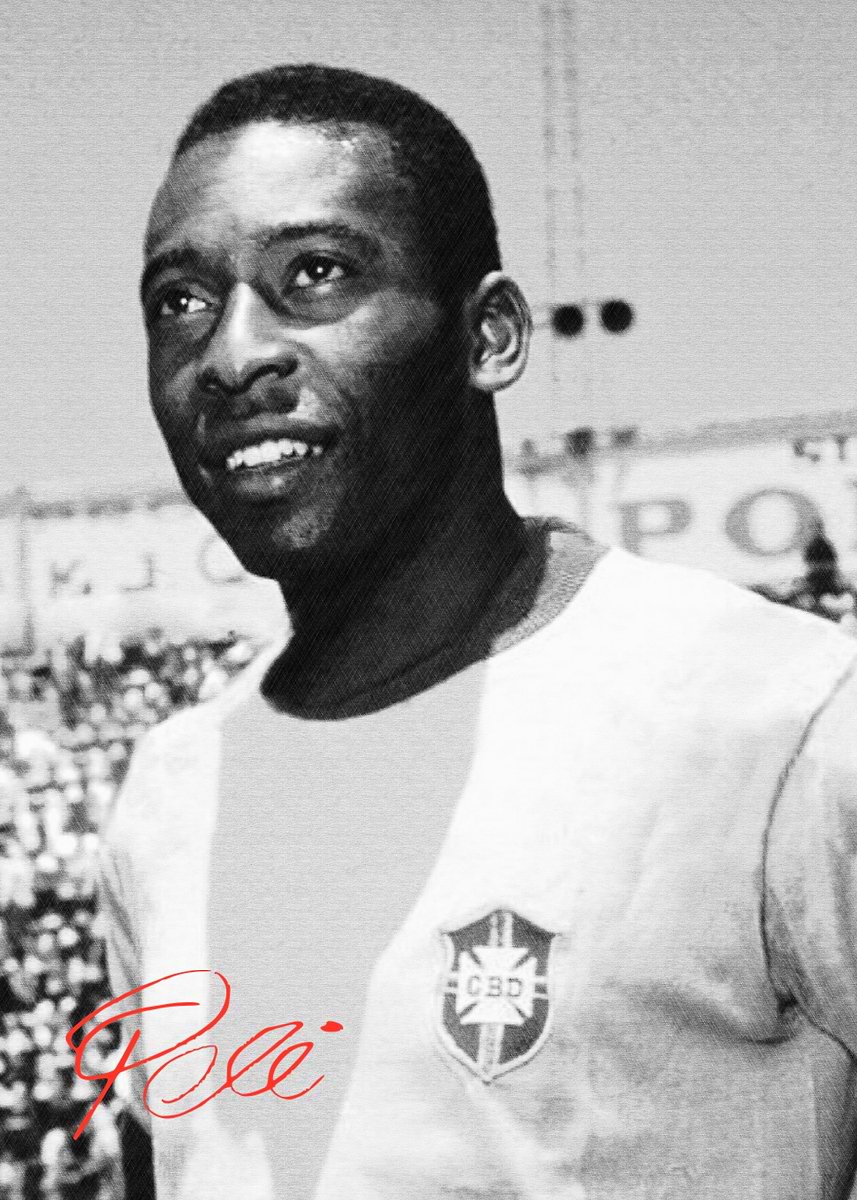 'Pelé in Brazil Jersey' Poster, picture, metal print, paint by Matrix ...