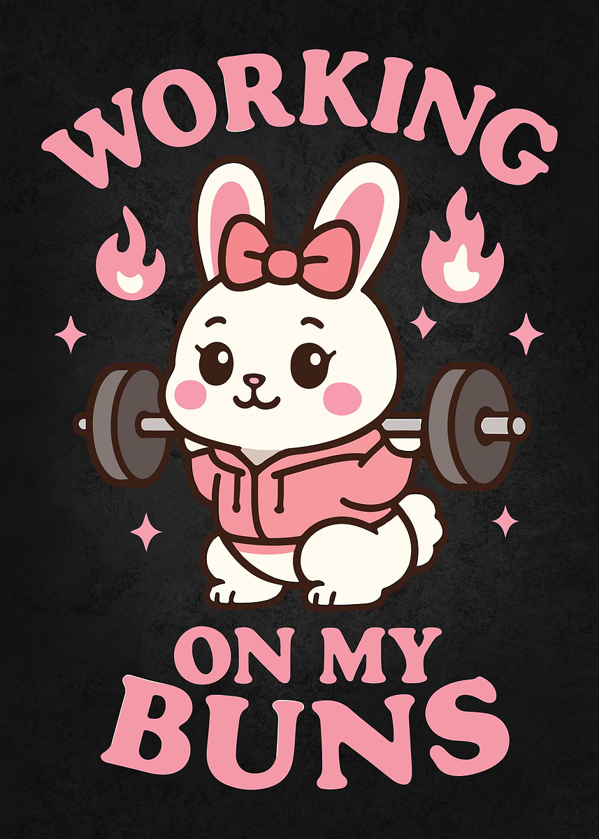 'Working On My Buns – Funny Easter Gym Bunny Squat Pun' Poster, picture ...