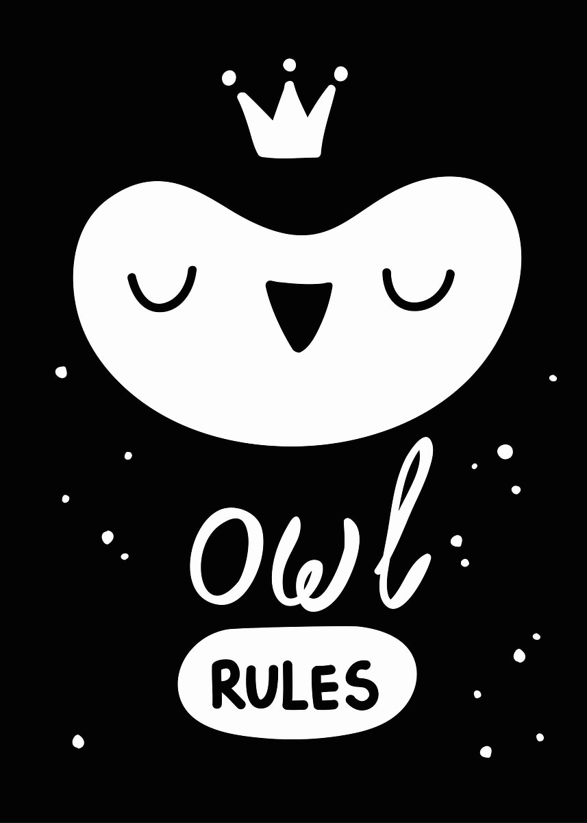 'Owl Rules Print' Poster, picture, metal print, paint by ...