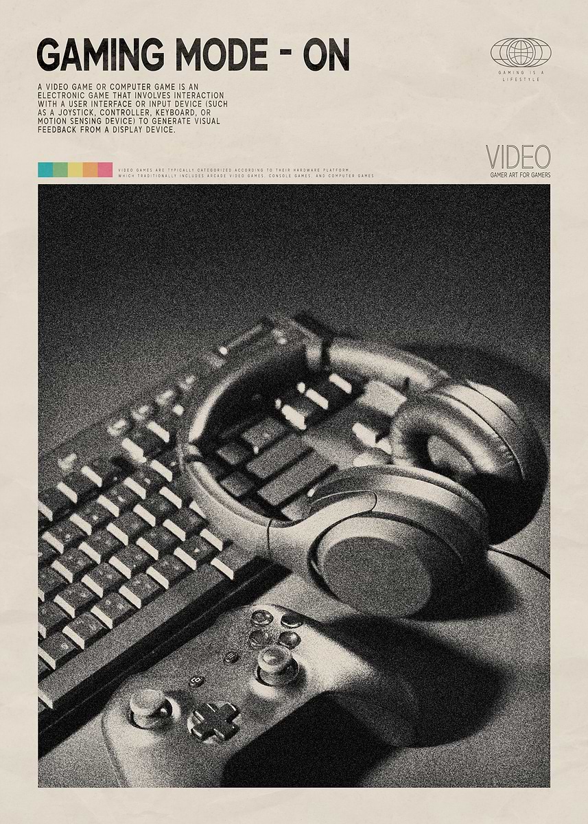 'Gaming Mode On Vintage Gamer Poster' Poster, picture, metal print ...