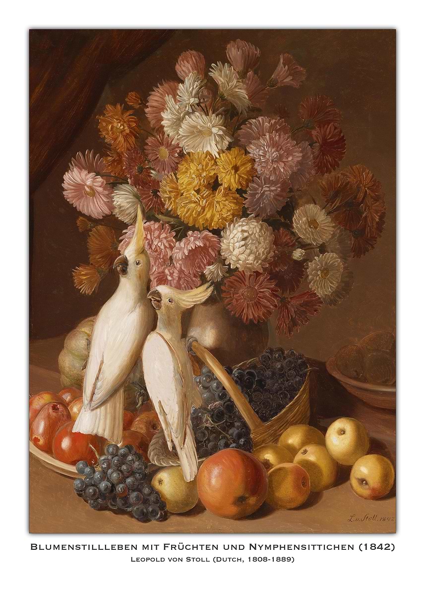 'Still Life with Cockatoos and Fruit' Poster, picture, metal print ...