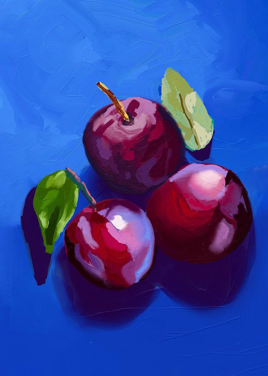 'Plums ' Poster, picture, metal print, paint by Ajai umesh | Displate