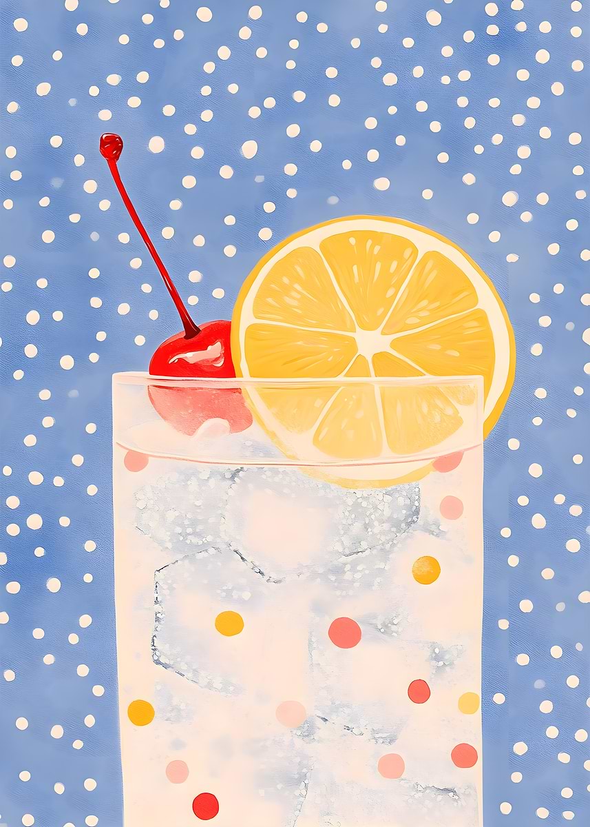'Lemon & Cherry Cocktail' Poster, picture, metal print, paint by Izu ...