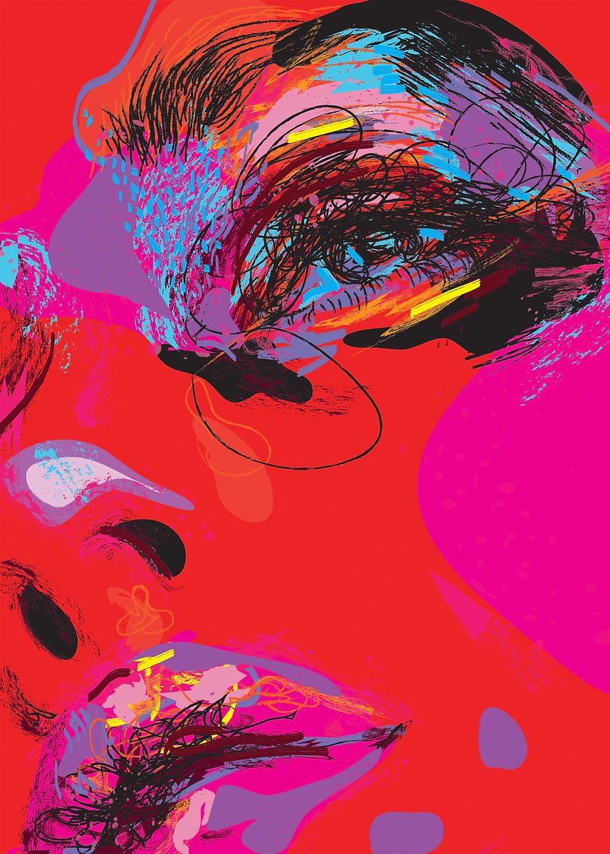 ' Delight Bold Red Modern Fashion Illustration Portrait Art' Poster ...