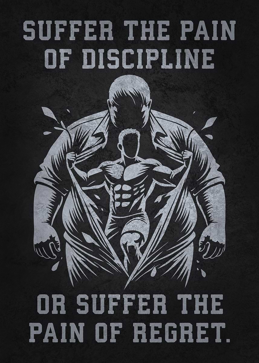 'Discipline vs Regret - Gym Fitness Workout Motivation' Poster, picture ...