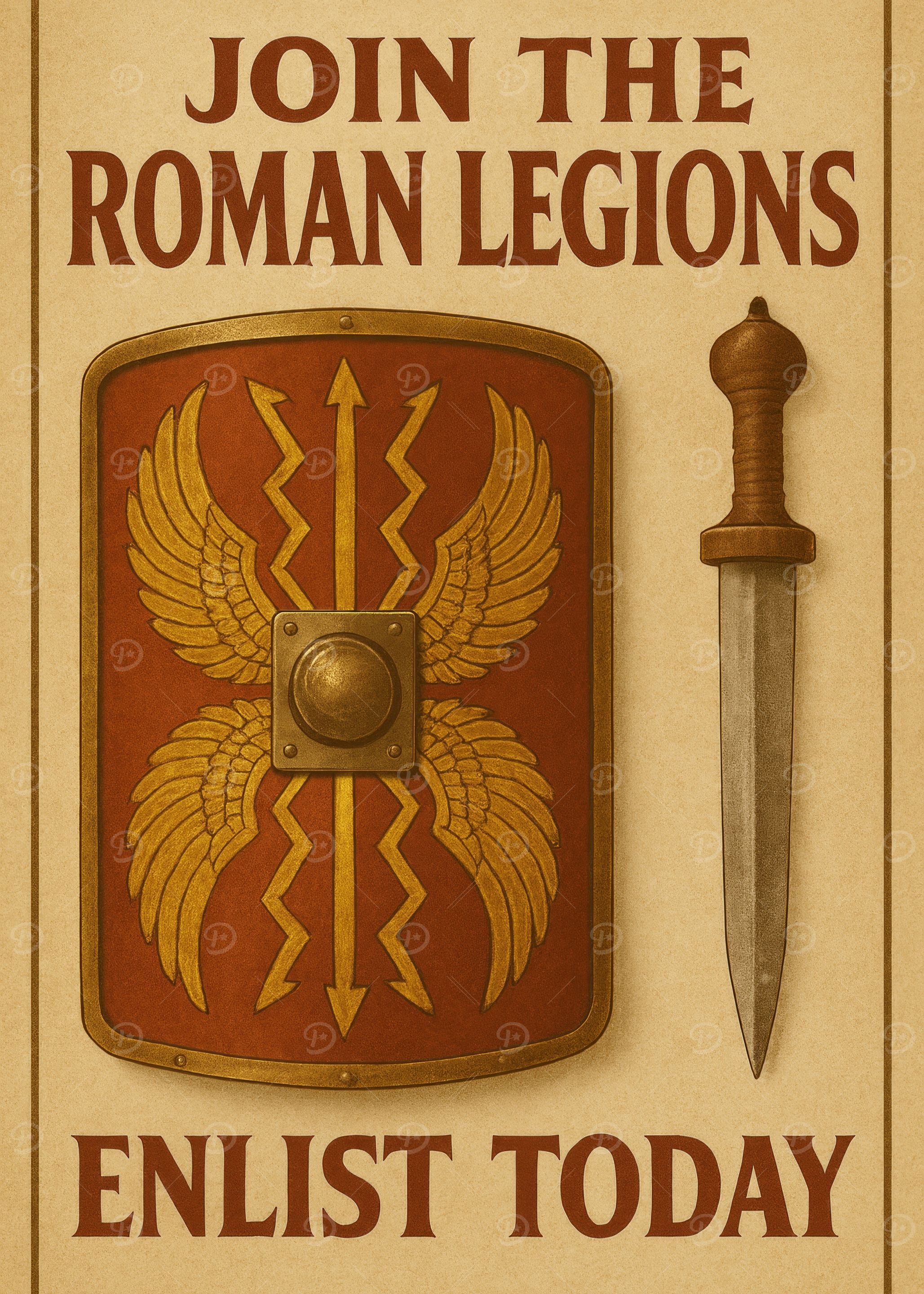 'Vintage Roman Legion Recruitment Poster' Poster, picture, metal print ...