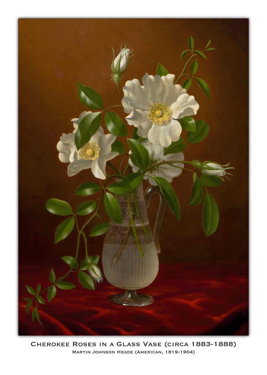 'Cherokee Roses in Glass Vase' Poster, picture, metal print, paint by ...