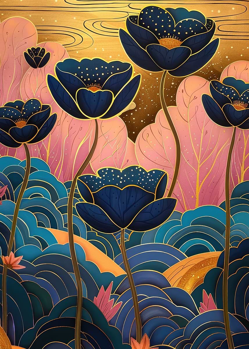 'Midnight Bloom' Poster, picture, metal print, paint by GulDesignCo ...