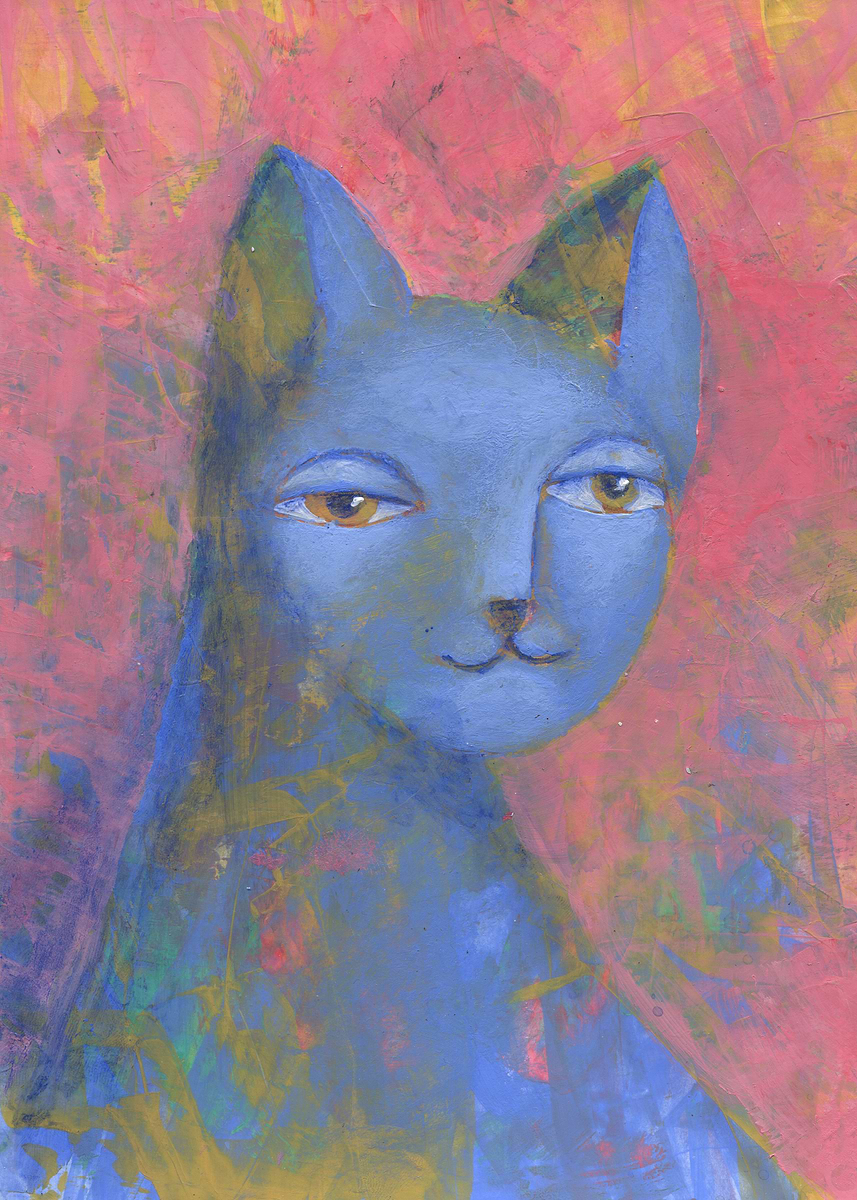 'Blue Cat Painting' Poster, picture, metal print, paint by So Zo | Displate