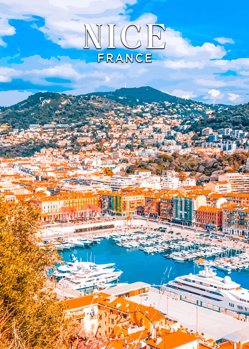 'Nice, France Cityscape' Poster, picture, metal print, paint by ...