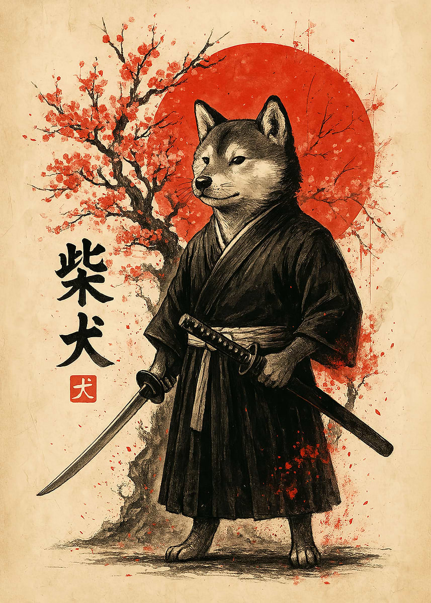 'Shiba Inu Samurai' Poster, picture, metal print, paint by PetPrints ...