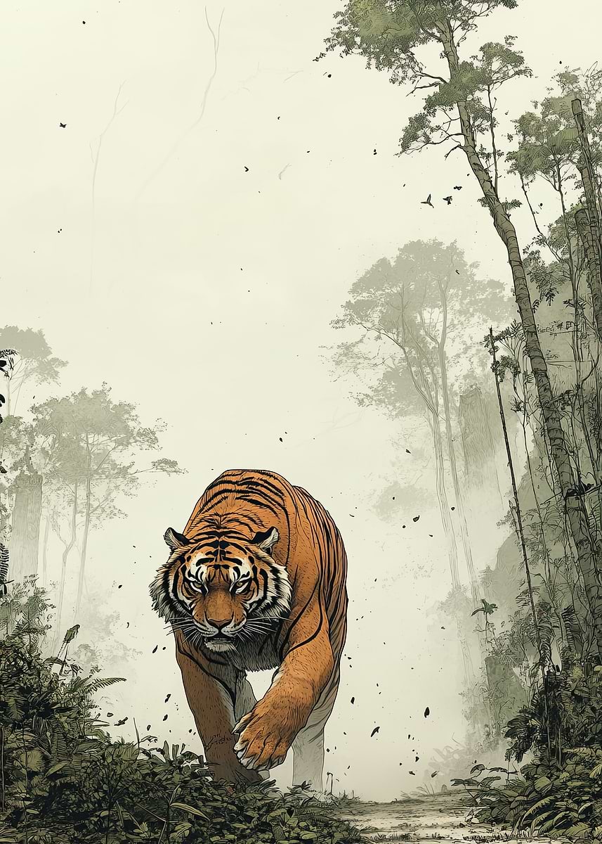 'Tiger in the Mist' Poster, picture, metal print, paint by cateferia ...