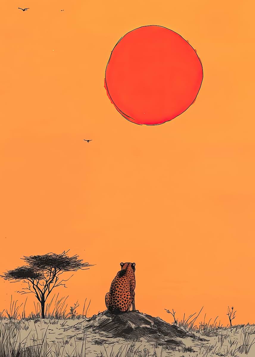 'Cheetah Sunset' Poster, picture, metal print, paint by cateferia ...