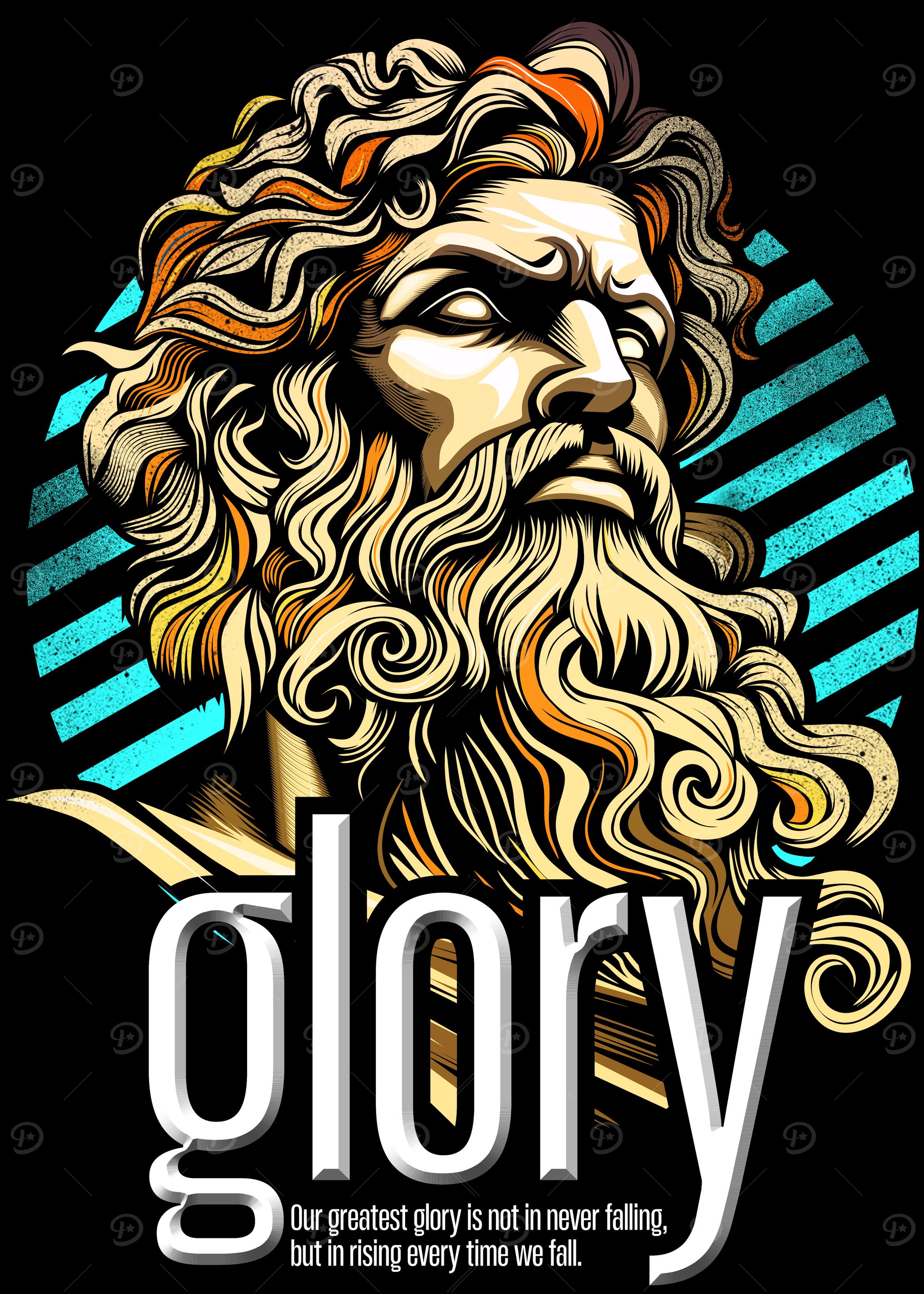 'Glory Quote with Greek God' Poster, picture, metal print, paint by to ...