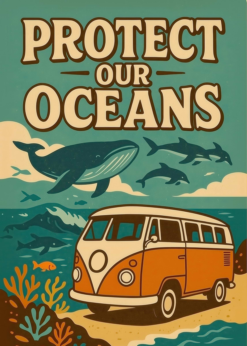 'Earth Day, Protect Our Oceans' Poster, picture, metal print, paint by ...