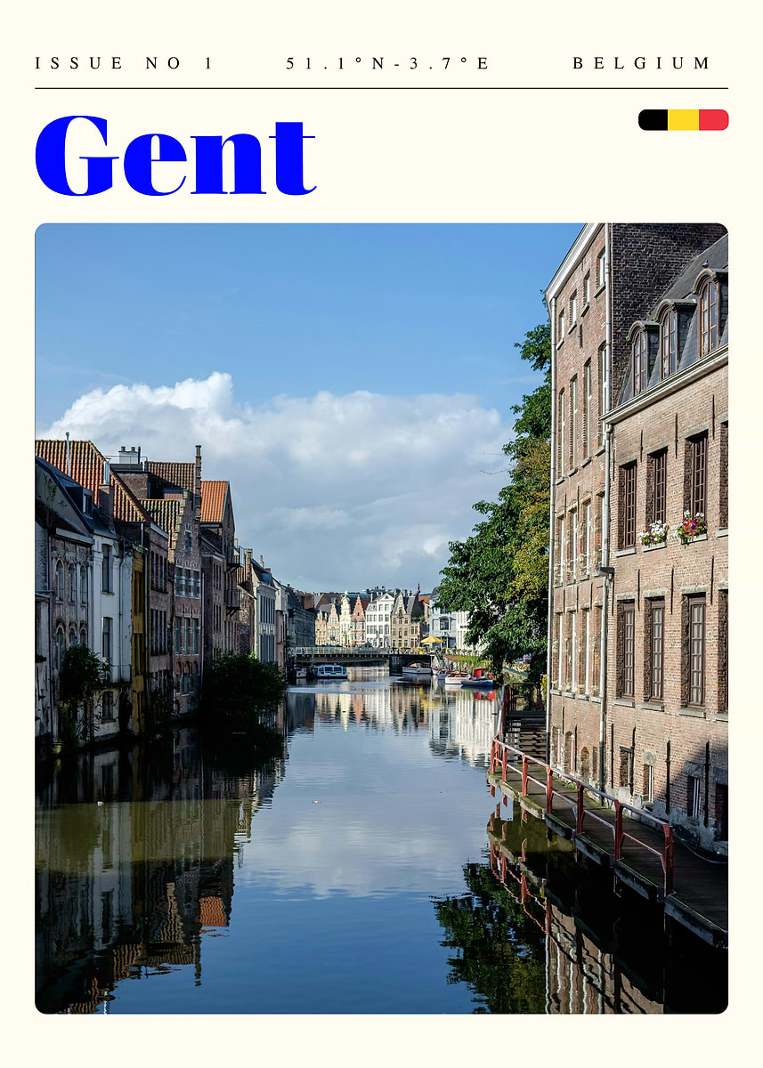 'Gent Belgium Travel Art Poster' Poster, picture, metal print, paint by ...