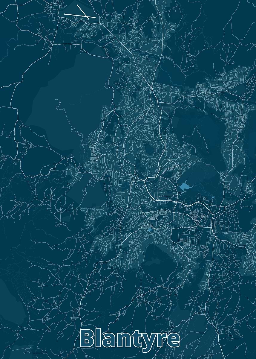 'Blantyre City Map' Poster, picture, metal print, paint by Sam Kal ...