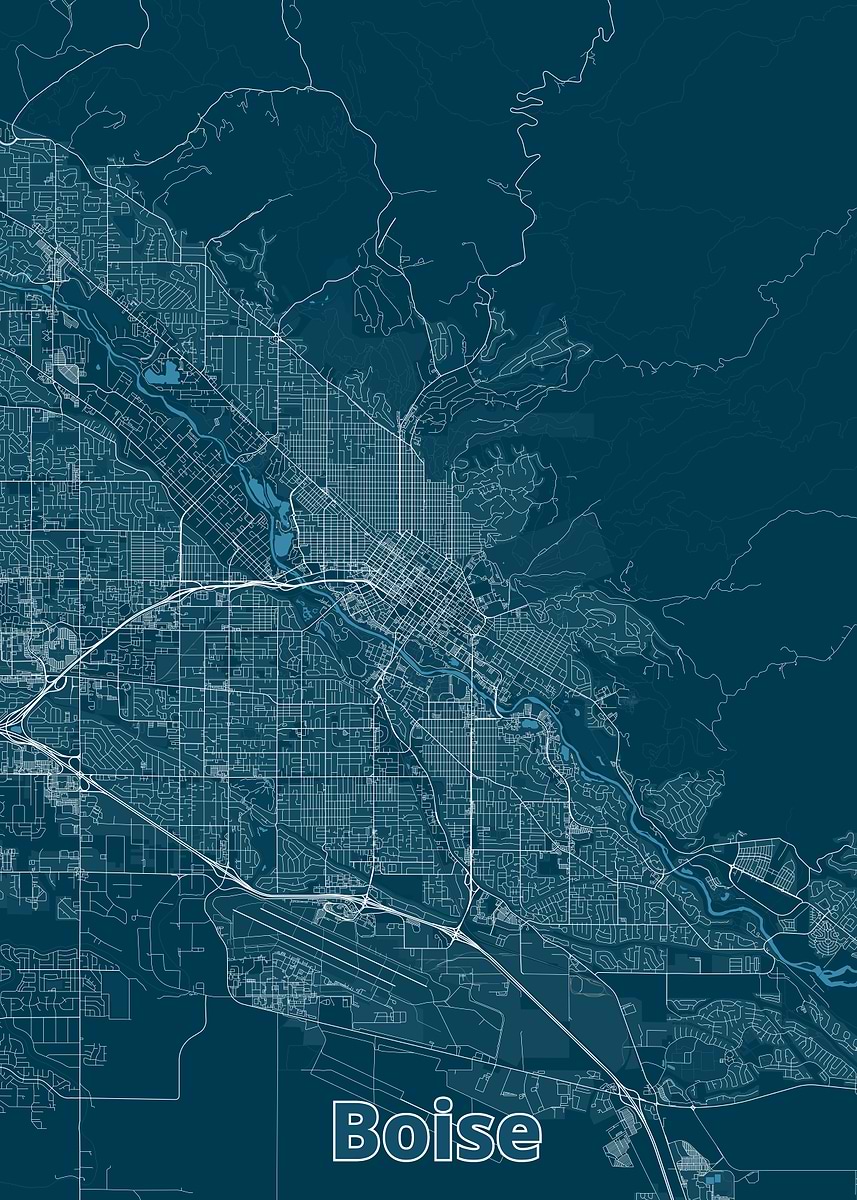 'Boise City Map' Poster, picture, metal print, paint by Sam Kal | Displate